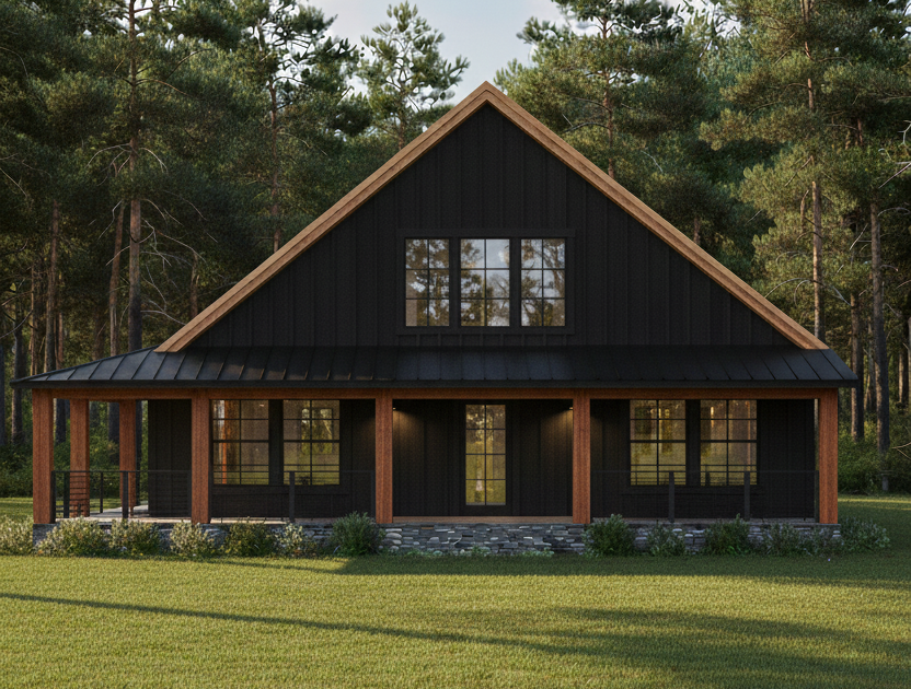 House Plan 1-1408-3 One-Story 1,408 sq. ft. Cabin Plan - Custom Your ...