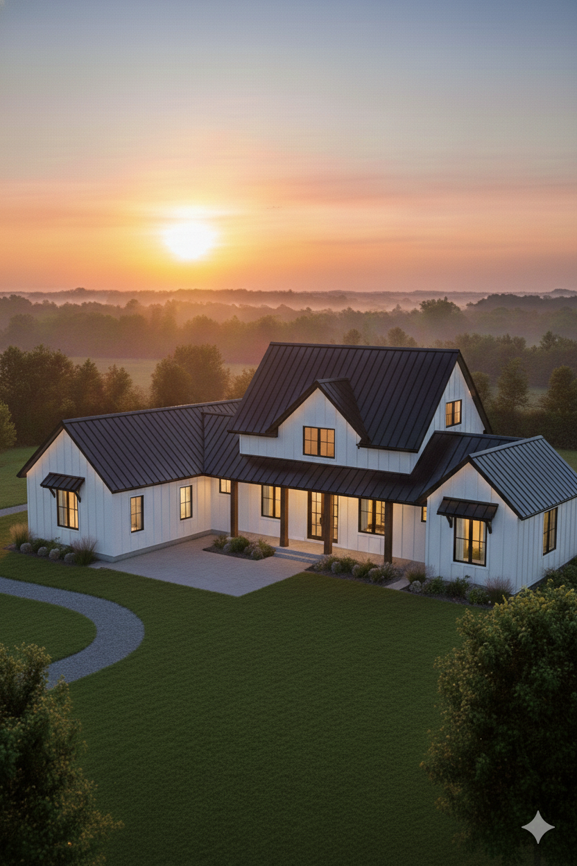 Plan 1-2996-4, 2,996 sq. ft. modern farmhouse, 4 bedroom, 3 car garage ...